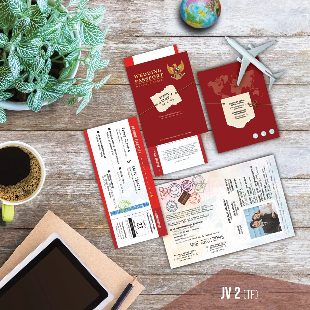 Jual Undangan Pernikahan / Wedding Pasport Kekinian Maroon | JV 2 (TF ...