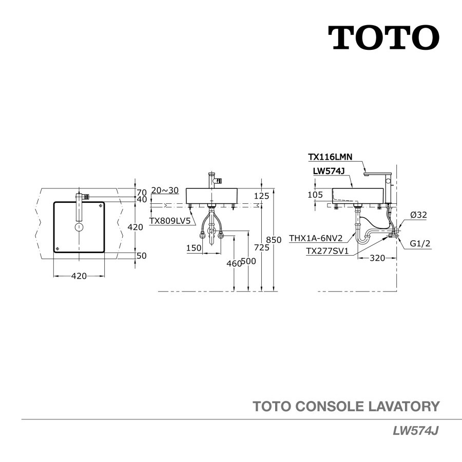 Jual TOTO Wastafel LW574J | Wastafel - Wastafel Cuci Tangan - Lavatory ...
