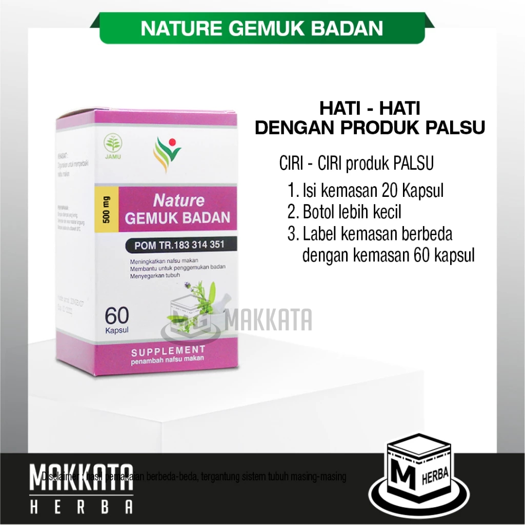 Jual KAPSUL GEMUK BADAN NATURE 60 Kapsul Penggemuk Permanen Obat Herbal ...