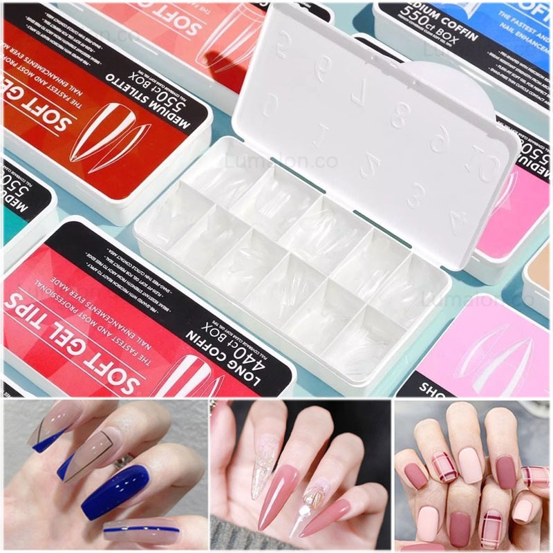 Jual 550pcs/box Soft Gel Tips Kuku Palsu Fleksibel Cocok untuk semua ...