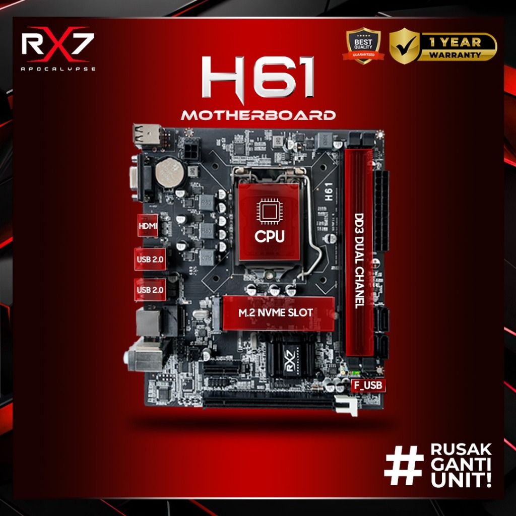 Jual Motherboard RX7 H61 LGA 1155 DDR3 H61 Mainboard Support Nvme ...