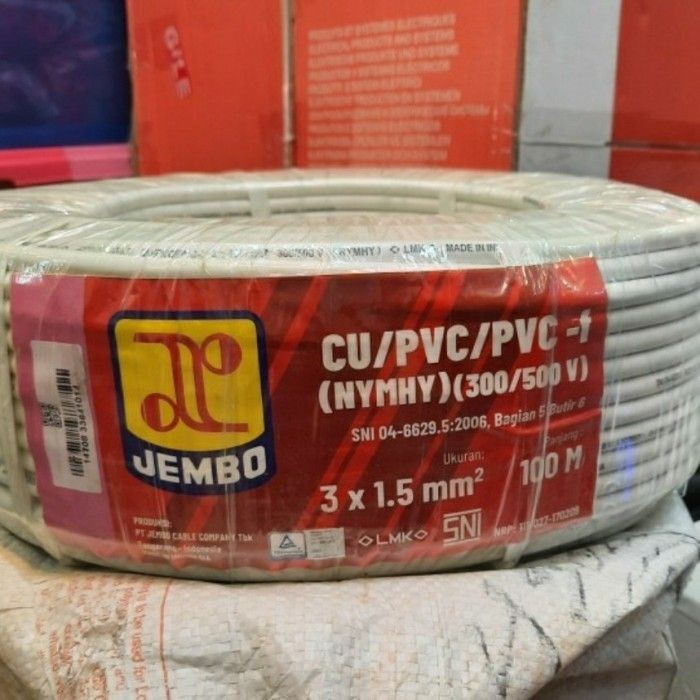 Jual Kabel Listrik Serabut JEMBO CABLE NYMHY/NYYHY 3x1.5mm 3x1,5 100 ...