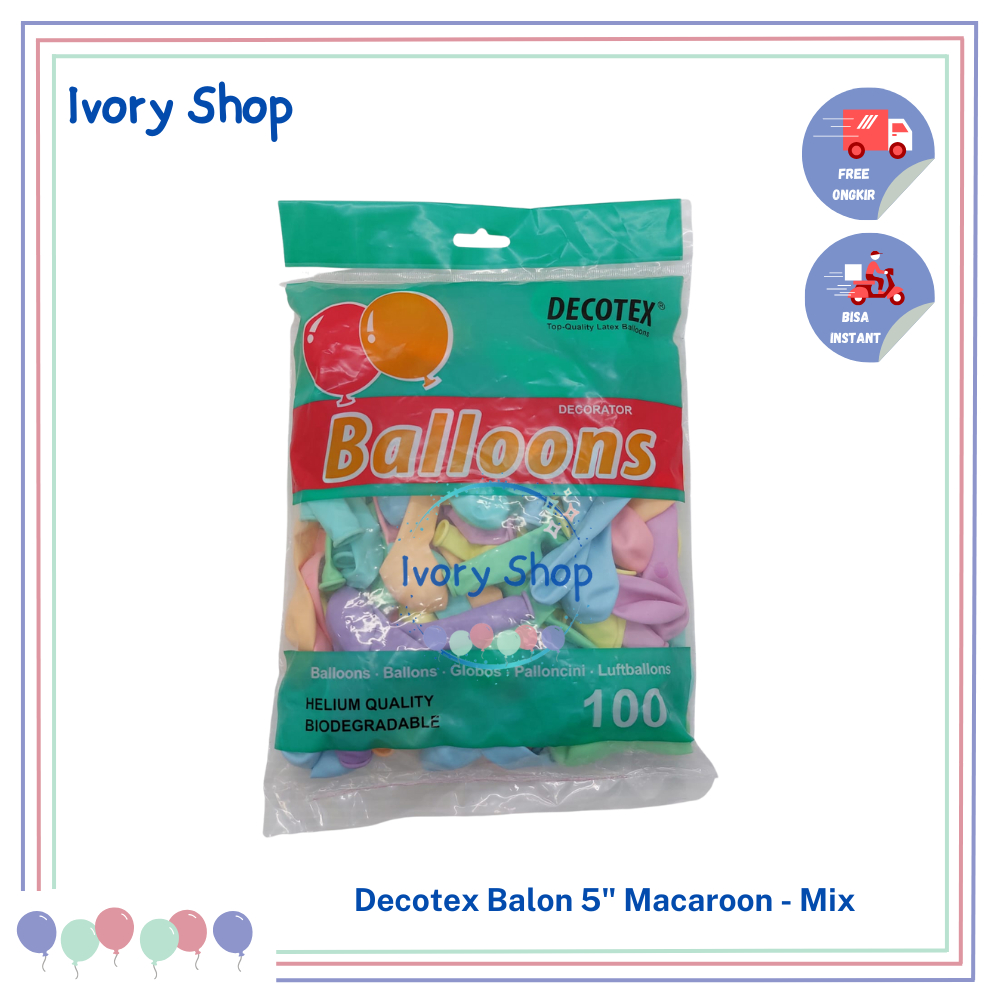 Jual Balon Latex 5 inch Decotex 5" Macaron Pastel 1 pak isi 100 Pastel ...