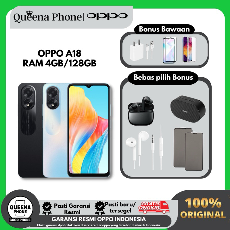 Jual OPPO A18 RAM 4GB/128GB ORIGINAL 100% GARANSI RESMI 1 TAHUN OPPO ...