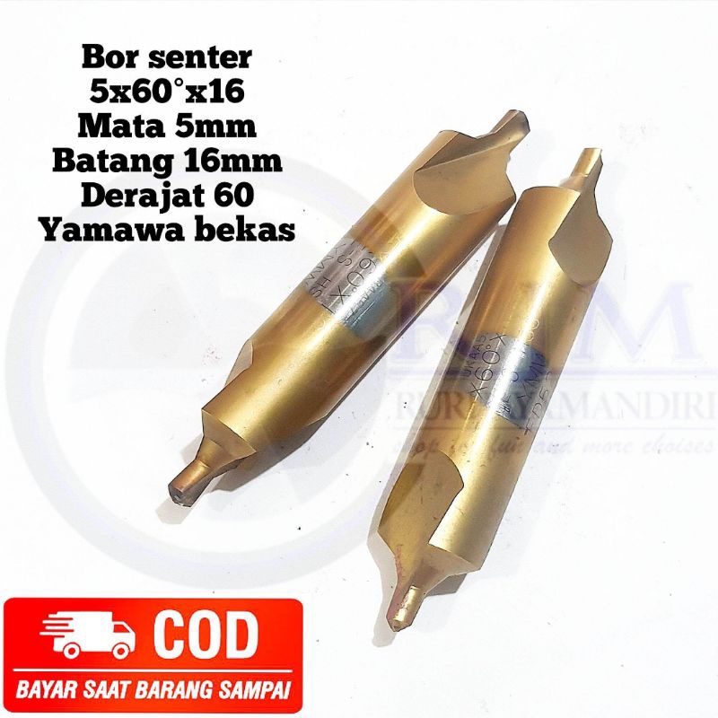 Jual Bor senter 5x60°x16 Mata 5mm Batang 16mm Derajat 60 center drill ...