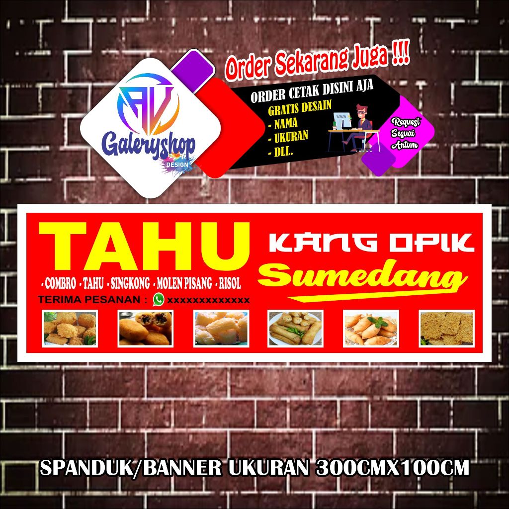 Jual mmt,spanduk,banner, jualan tahu sumedang mantaappp, dll 300x100 cm | Shopee Indonesia