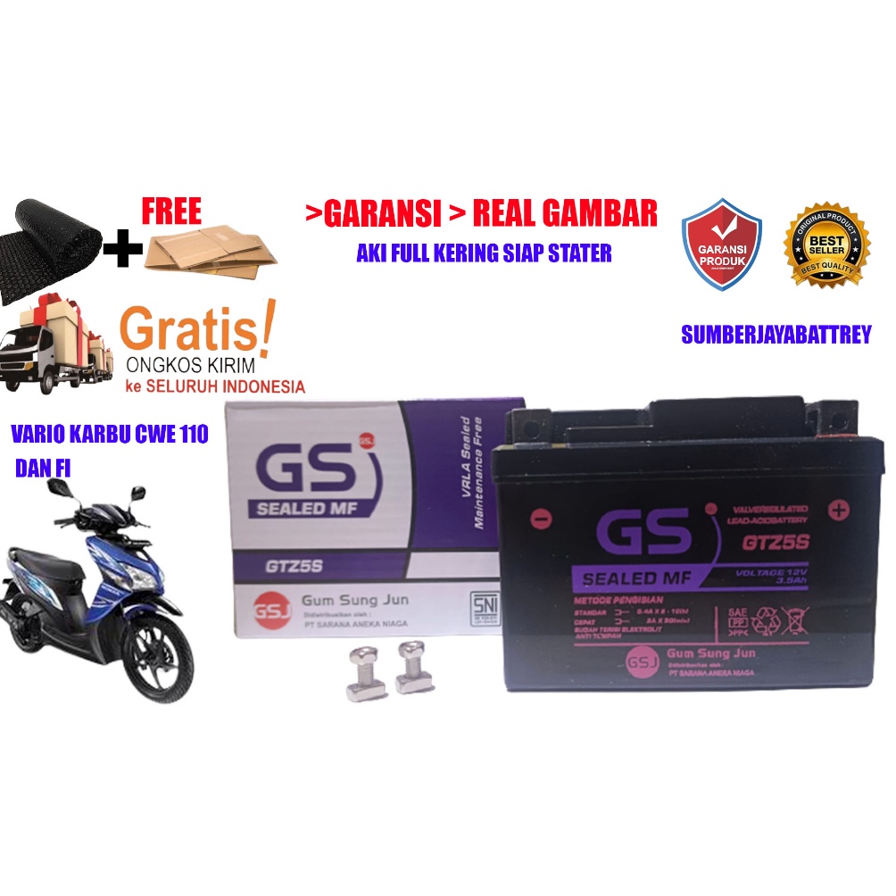 Jual Dijual.. Aki Motor Honda Beat KARBU DAN BEAT FI VARIO 110 CC GS GTZ5 Accu Kering MF 80 ...