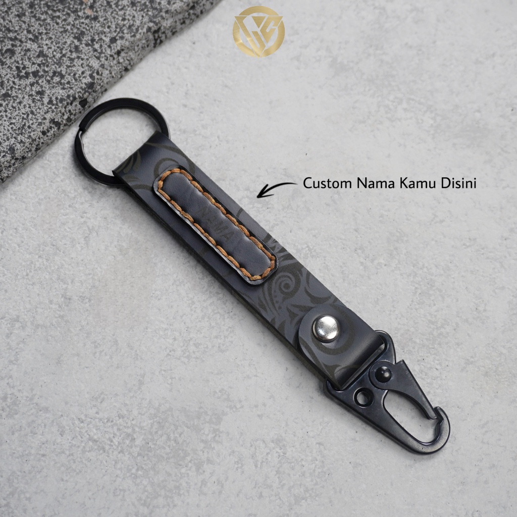 Jual Keychain Leather Grafir Custom Nama Batik Series Gantungan Kunci ...