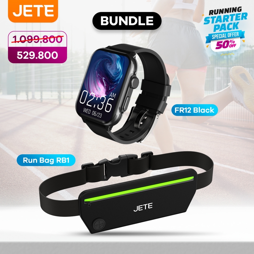 Jual Bundling Smartwatch JETE FR22 Sport Mode Custom Face + Run bag RB1 ...