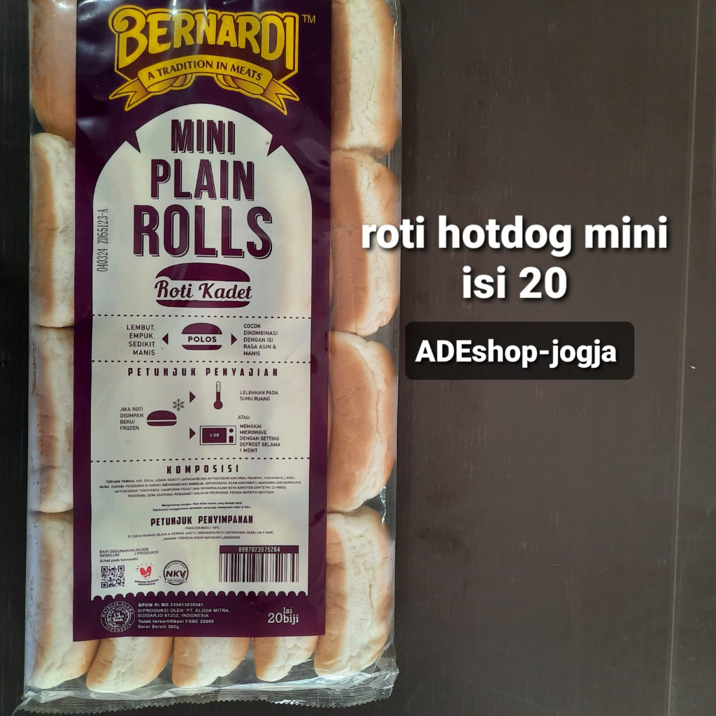 Jual roti hotdog hot dog Mini Bernardi isi 20 plain rolls kadet ...