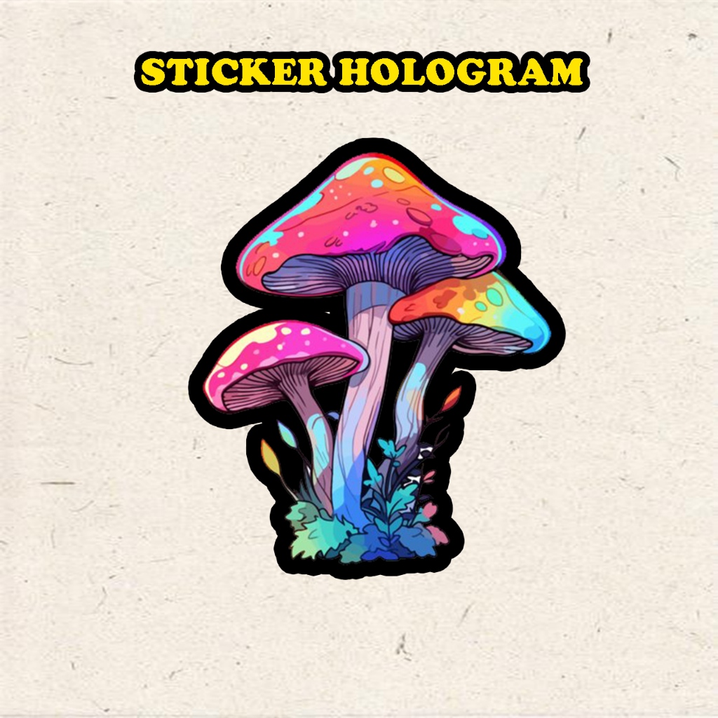Jual Stiker Hologram Jamur Rainbown sticker case hp & laptop ukuran 6 ...