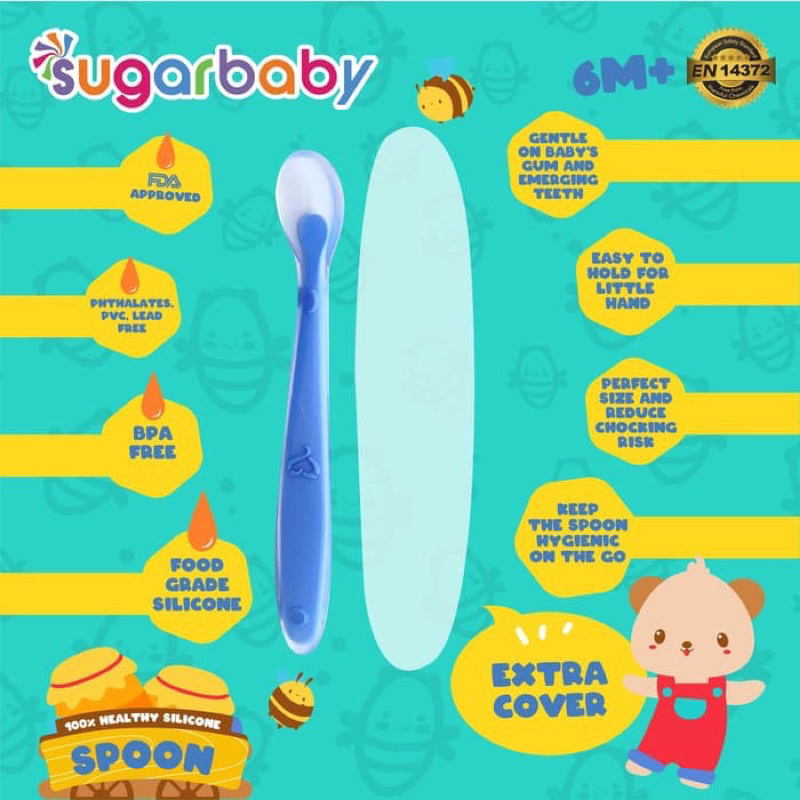 Jual SUGARBABY Silicone Spoon with Cover Case | Sugar Baby Set Sendok ...