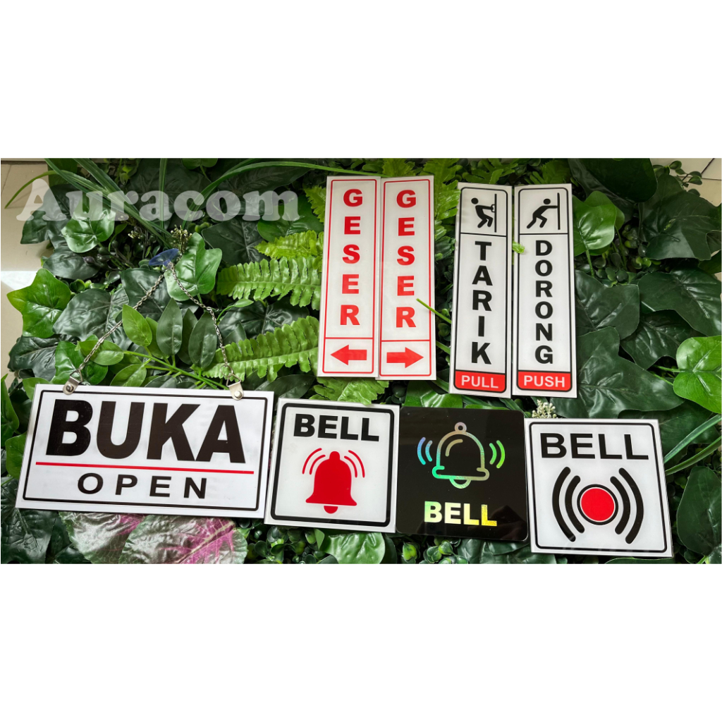 Jual AKRILIK OPEN CLOSED_ TANDA BELL_ TOMBOL BELL_ GESER KANAN_KIRI ...
