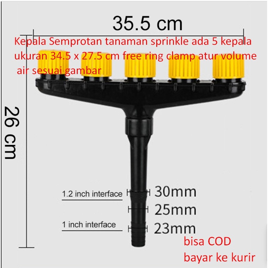 Jual Kepala Semprotan tanaman sprinkle ada 5 kepala ukuran 34.5 x 27.5 ...