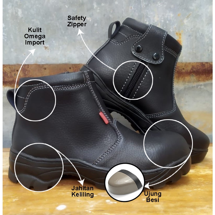 Jual Sepatu Safety Proyek Zipper Lock Ujung Besi Trendy SKN Big Size 36 ...