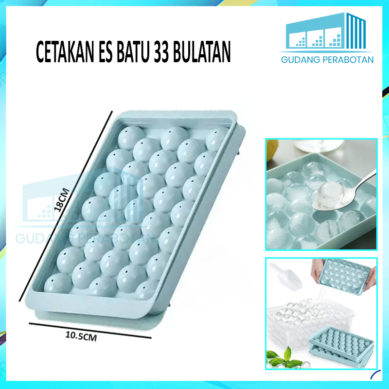 Jual GP CETAKAN ES BATU BULAT 33 GRID ICE CUBE BALL TRAY MOLD AGAR ...