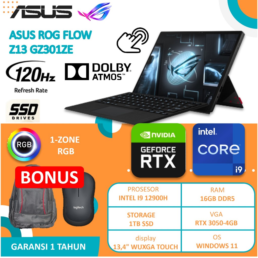 Jual Asus ROG FLow Z 13 2022 i9 Gen 12 16GB DDR5 RTX 3050 4GB ...
