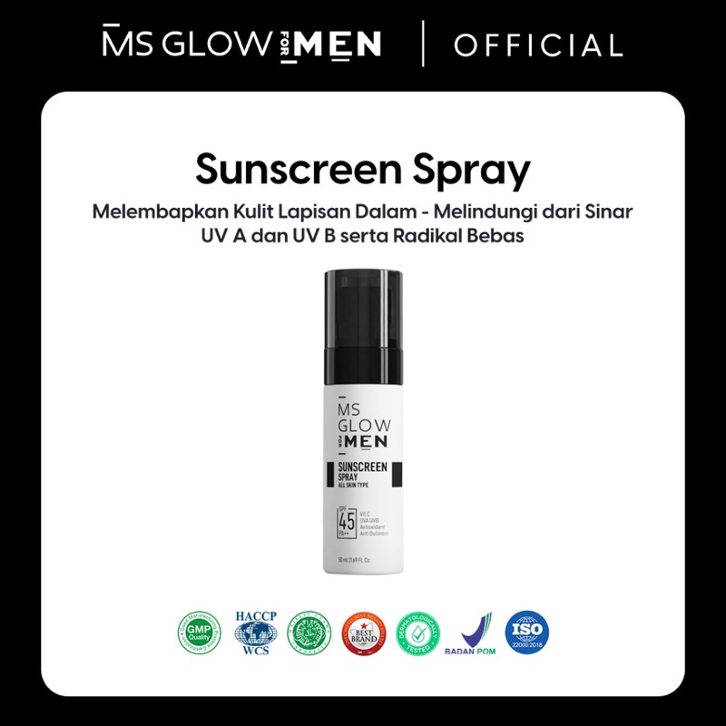 Jual MS GLOW FOR MEN - SUNSCREEN SPRAY - ALL SKIN TYPE - SPF 45 PA++ ...