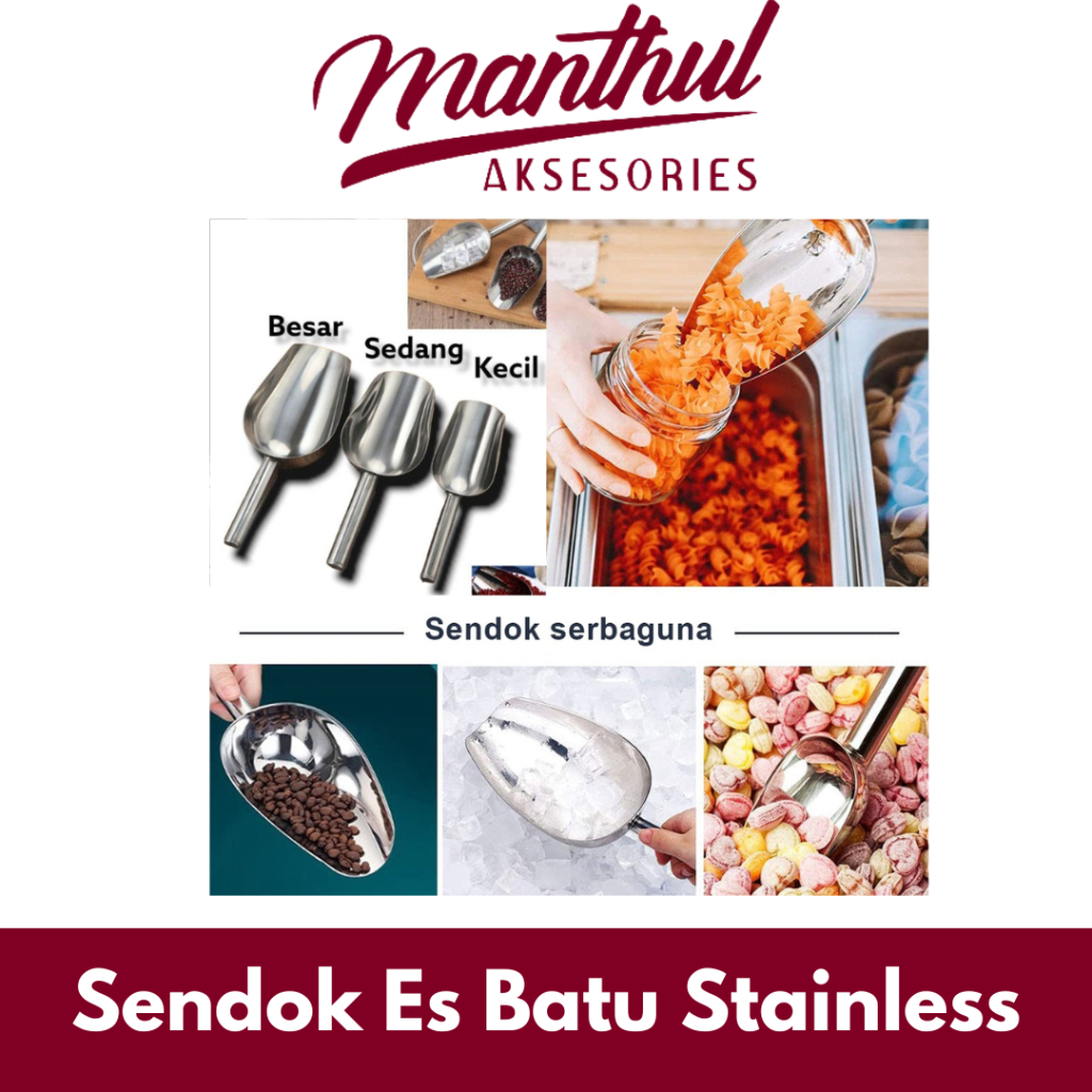Jual Sendok Es Batu Stainless Stell Skop Sekop Serokan Tepung Biji Kopi ...