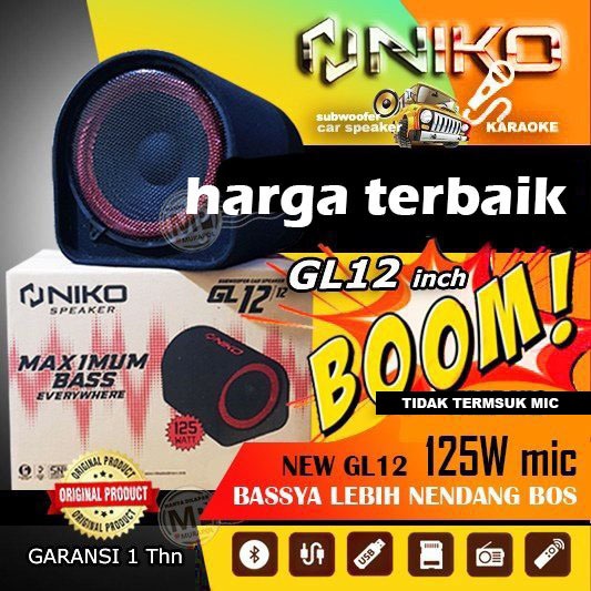Jual NIKO GL12 Subwoofer Car Speaker 12" Karaoke Bluetooth Usb Sdcard ...