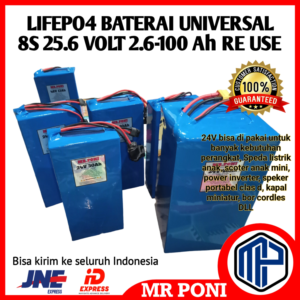 Jual LIFEPO4 BATERAI PACK 8S 24V 25.6V 24-100Ah Ebike SELIS MOLIS EV ...