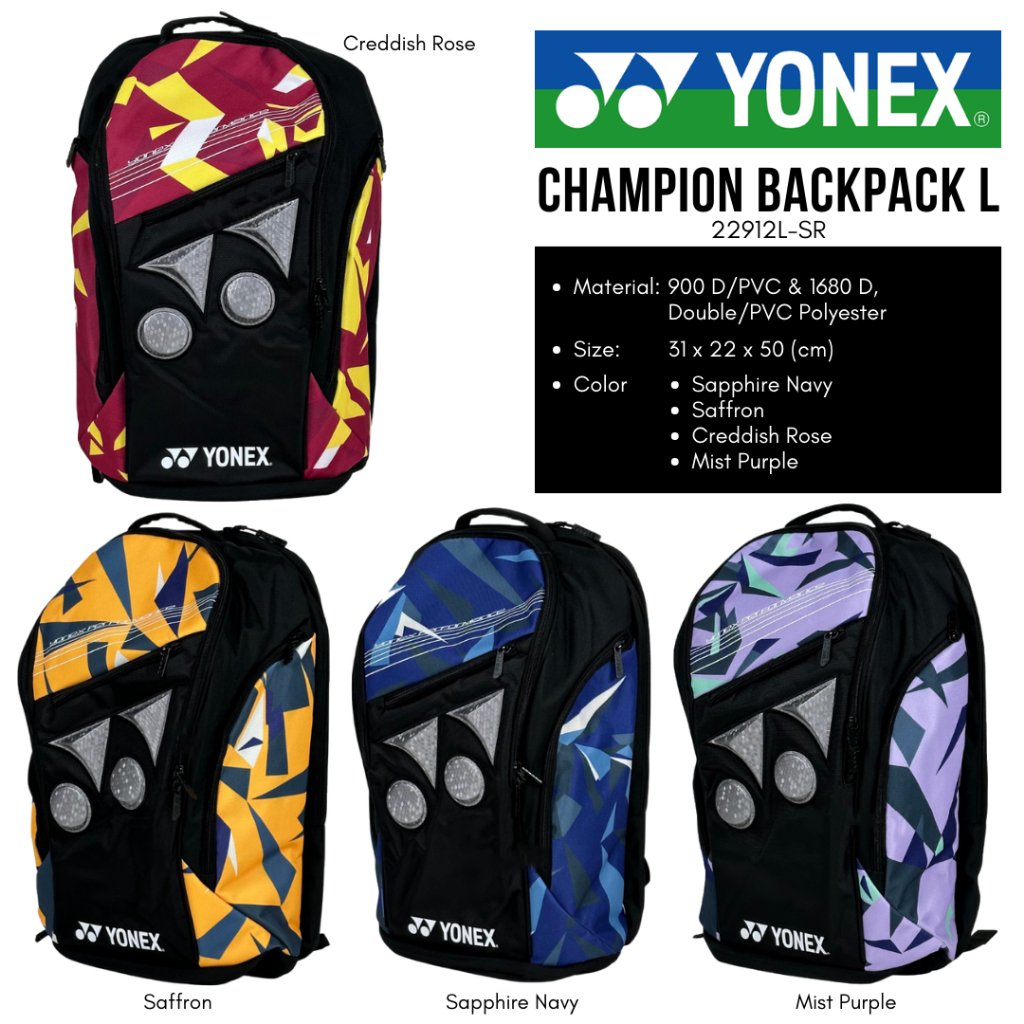 Jual TAS BADMINTON YONEX PRO BACKPACK BAG 22912 L / YONEX BAG 3D 22912L ...