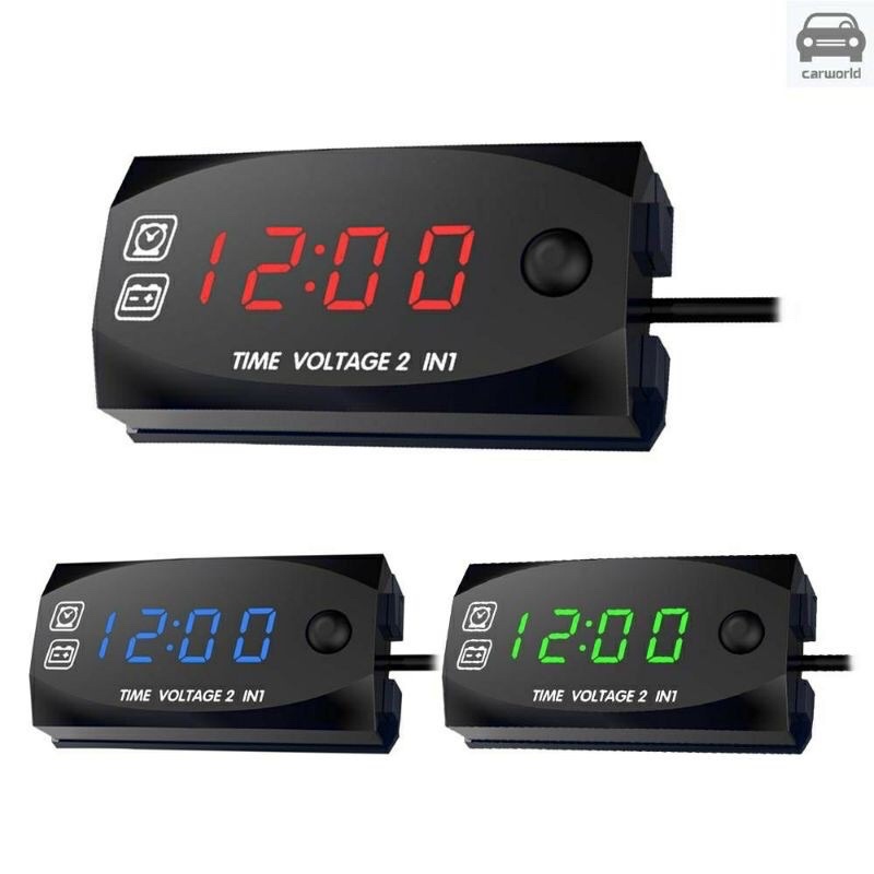 Jual Volt Meter / Meteran Voltase Aki 2 in 1 Volt Meter Dan Jam ...