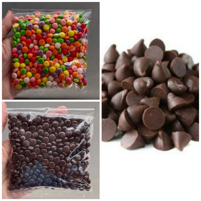 Jual 100gr Choco chips 1/2 bulat dan choco chip lancip - chocochip ...