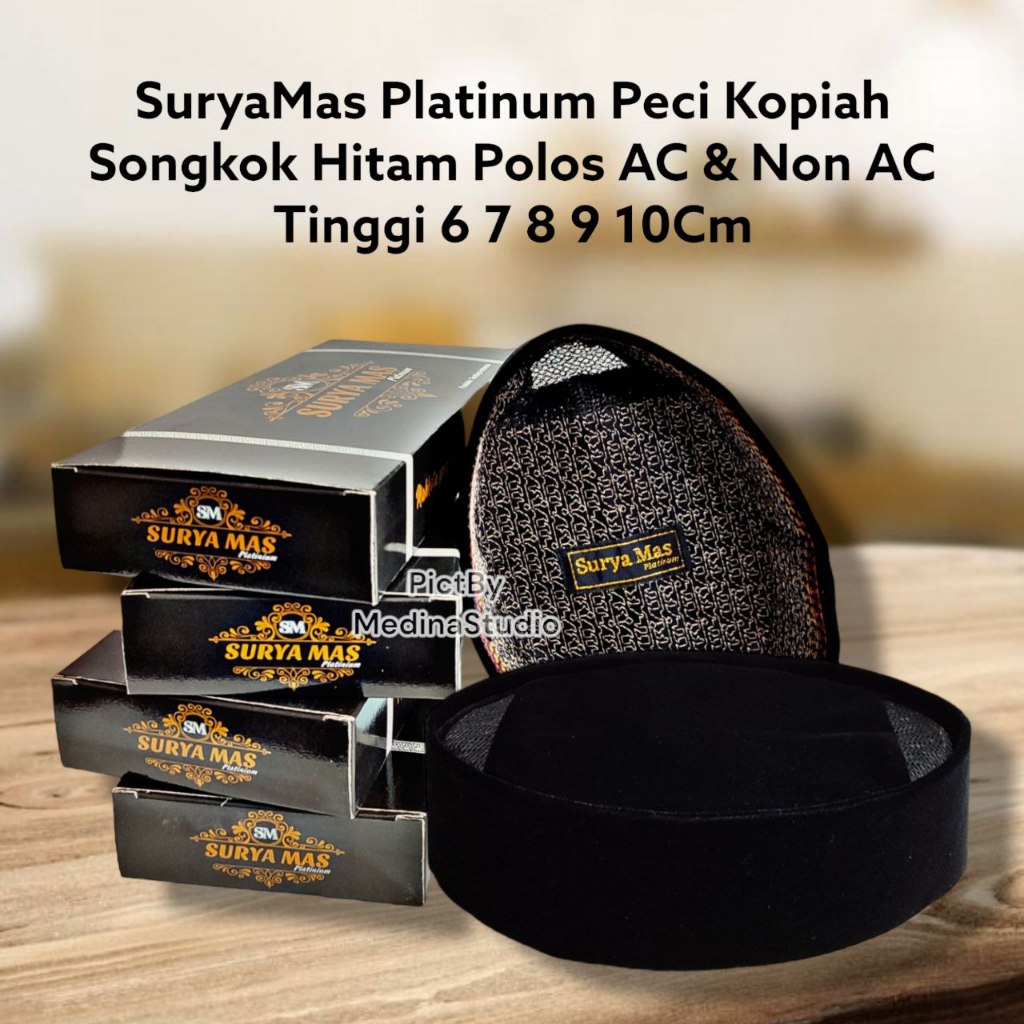 Jual Peci Hitam Surya-Mas Platinum Kopiah Polos Ac Tinggi 7 8 9 10 ...