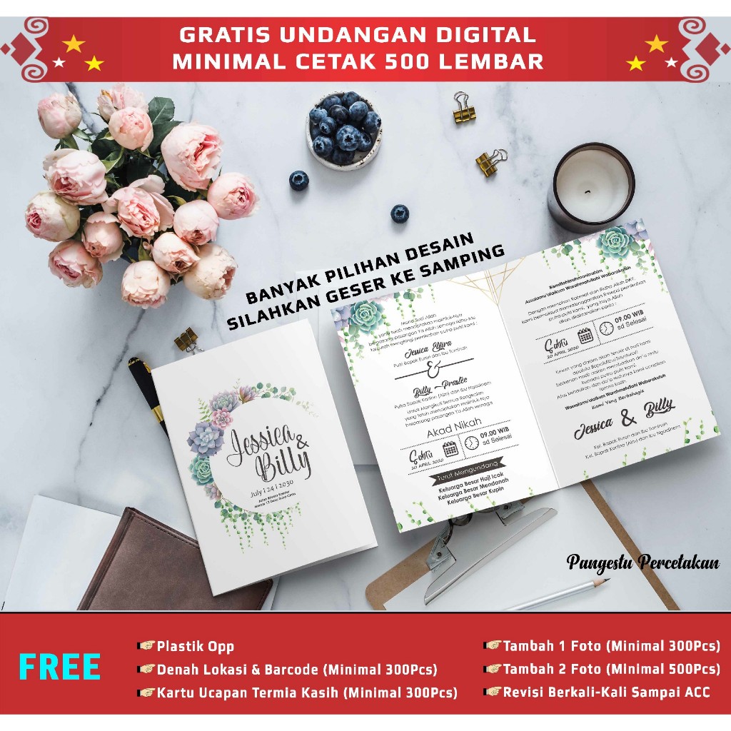 Jual Cetak Undangan Pernikahan Murah || Undangan Vintage Floral ...