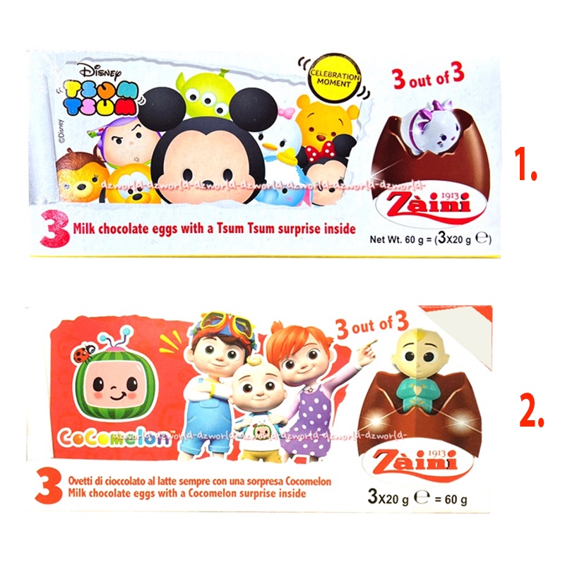Jual Zaini Disney Tsum Tsum Cocomelon Coklat Telor Egg Chocolate 3pcs ...
