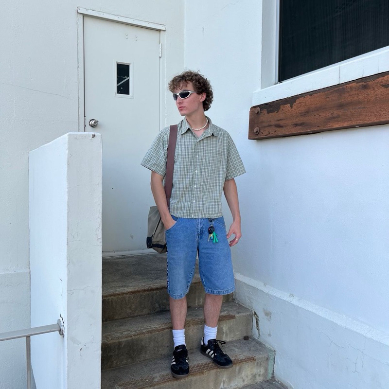 Jual [COD] Open Collar Shirt Boxy Kemeja Boxy Vintage Kalcer (Gen Z ...