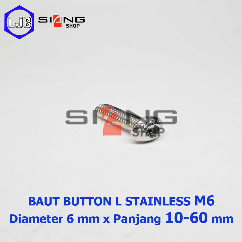 Jual Baut Button L M6 Stainless 304 A2-70 Panjang 10 sd 60 mm | Shopee Indonesia