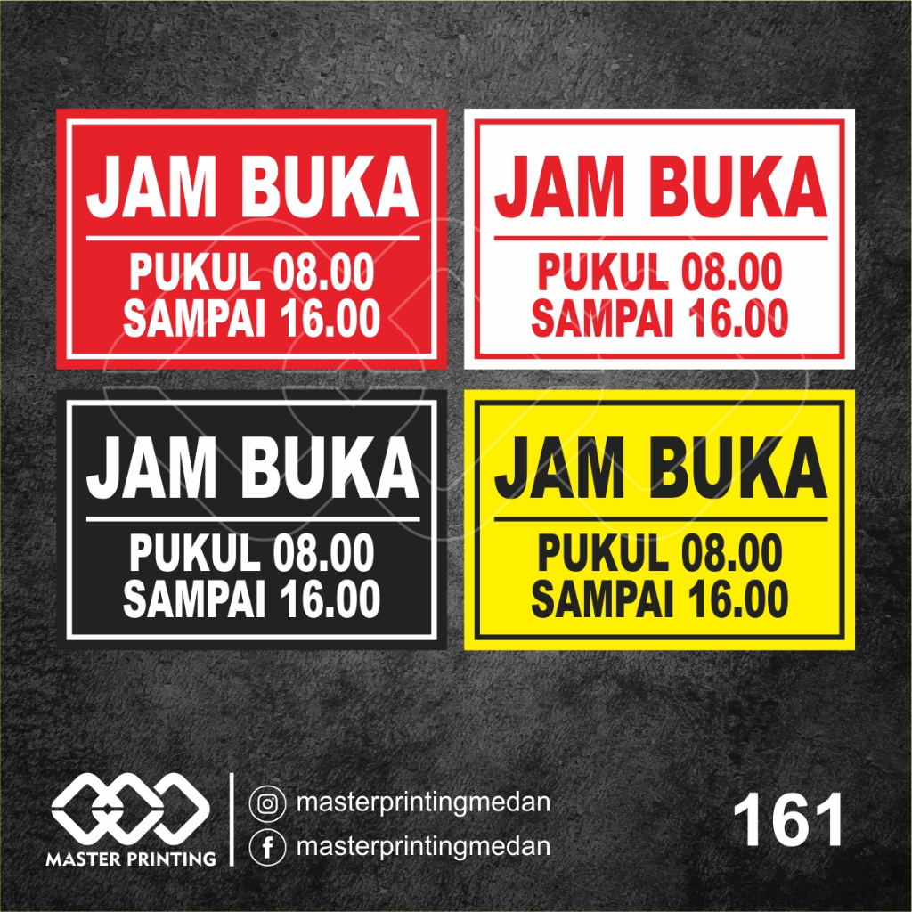 Jual 161 - Stiker Jam Buka Kantor, Toko atau Warung, Sticker Vinyl ...