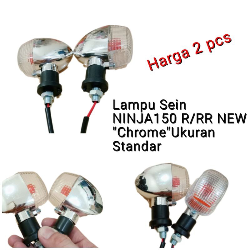 Jual Lampu Sein Ninja 150 RR New Chrome Ukuran standar ( Mika Bening dan kuning ) | Shopee Indonesia