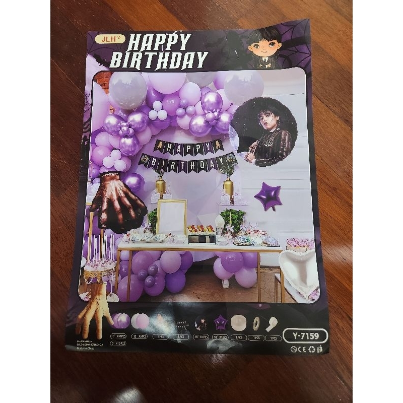 Jual Paket dekorasi balon ulang tahun tema wednesday /balon set happy ...