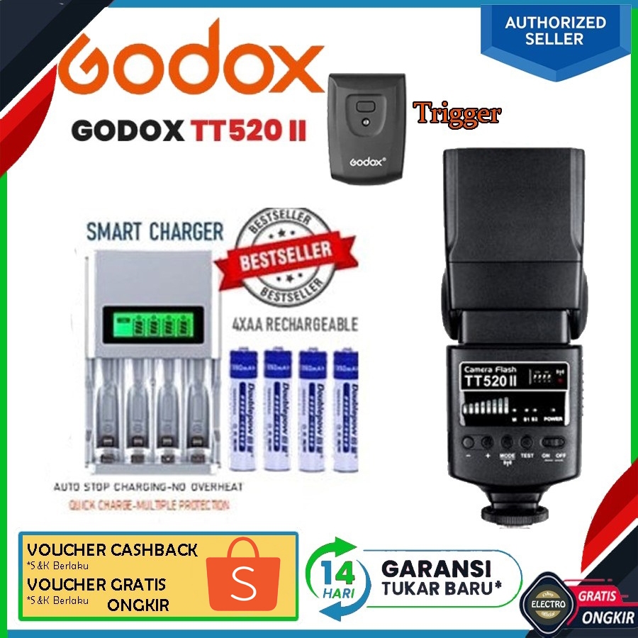 Jual GODOX TT520 II TT520II TT 520 II FLASH KAMERA DSLR MIRORLESS | Shopee Indonesia