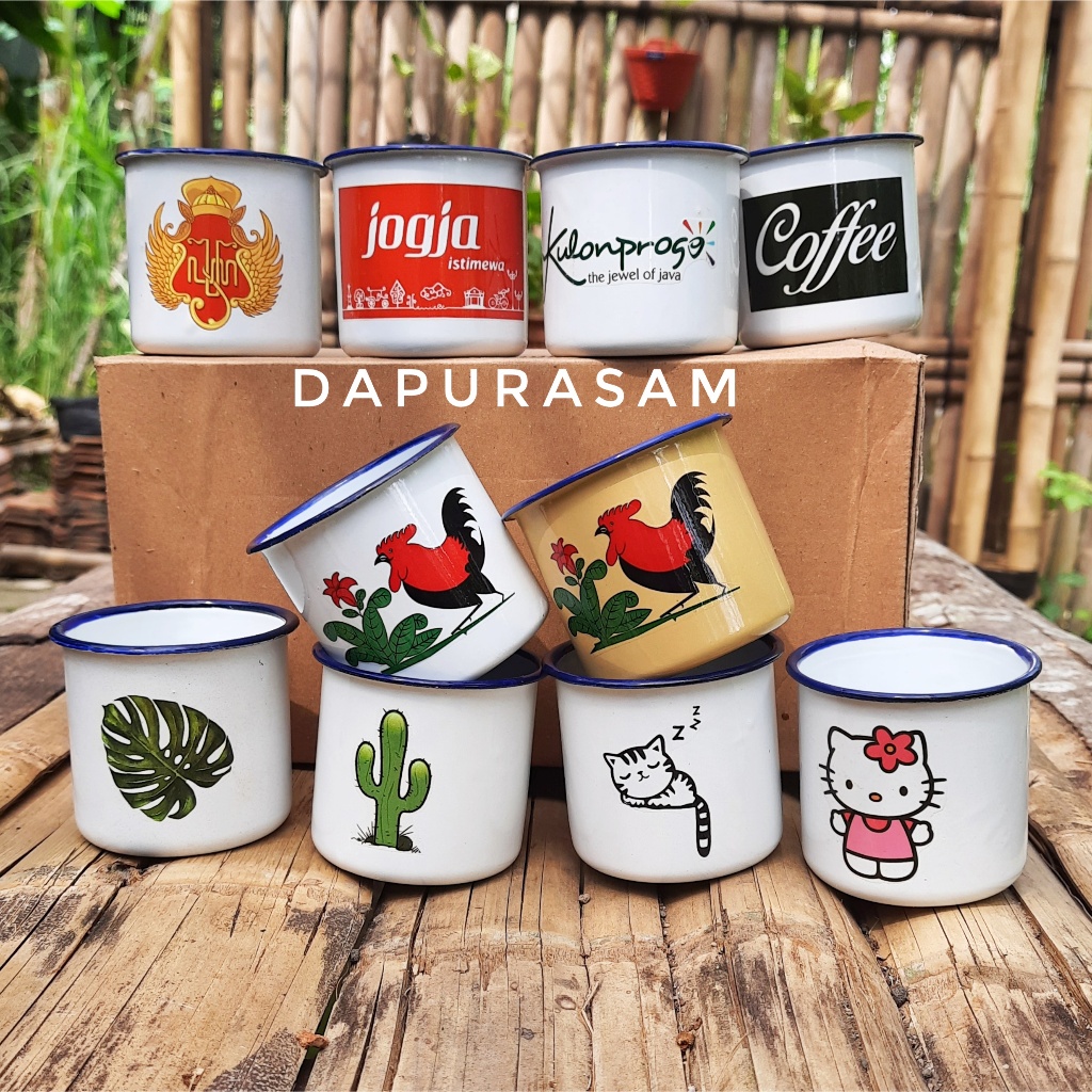 Jual Gelas Enamel 7cm Jadul Vintage Mug Polos - Lurik - Bunga seng ...