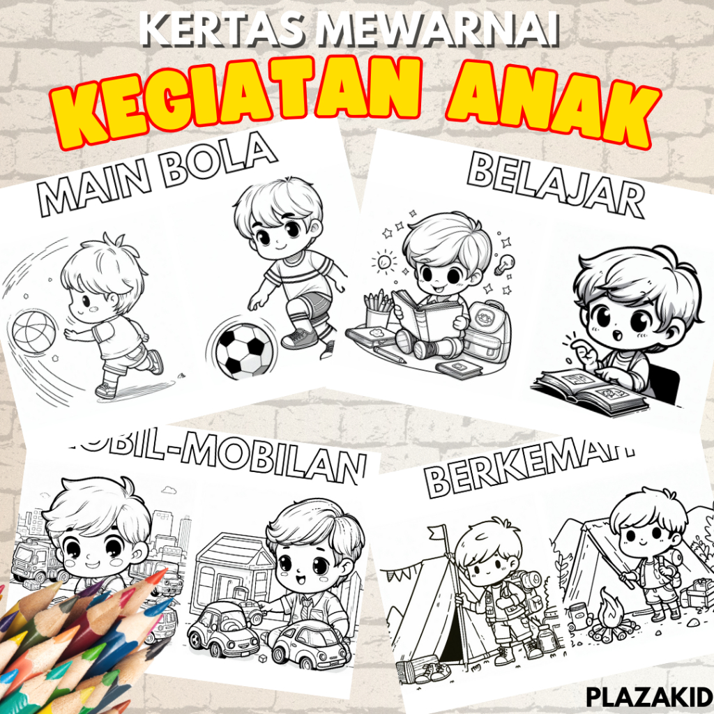 Jual KERTAS MEWARNAI / KERTAS GAMBAR / TEMA KEGIATAN ANAK / A4 ...