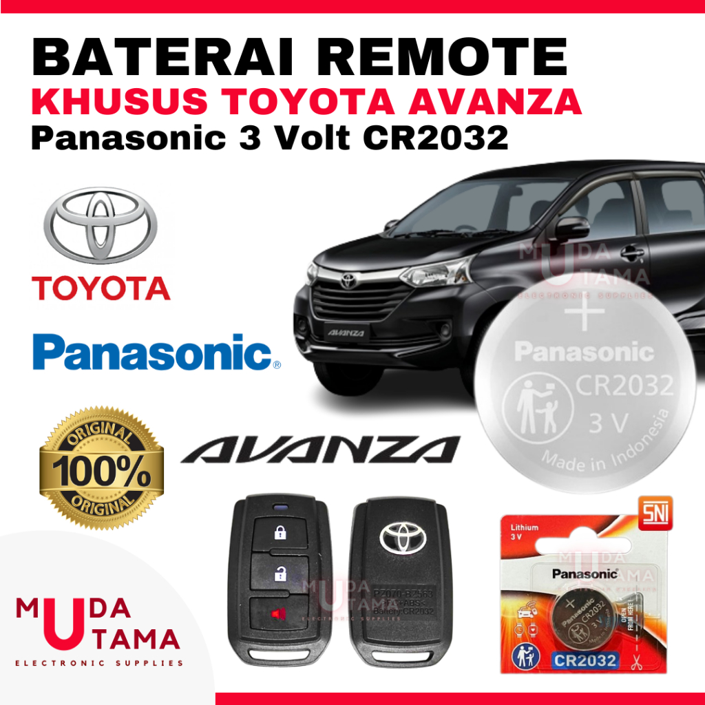 Jual BATERAI REMOTE TOYOTA AVANZA ORIGINAL PANASONIC CR2032 - BATTERY ...