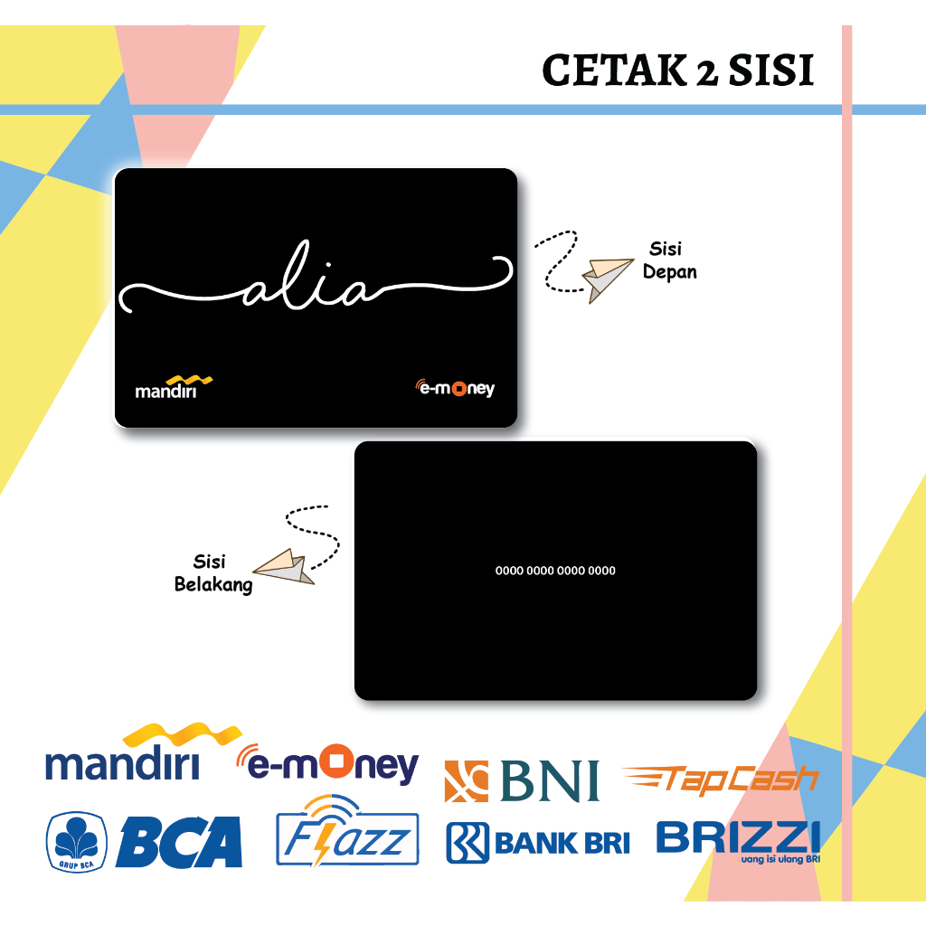 Jual KARTU EMONEY CUSTOM NAMA HITAM POLOS BLACK MANDIRI FLAZZ BCA GEN 2 ...