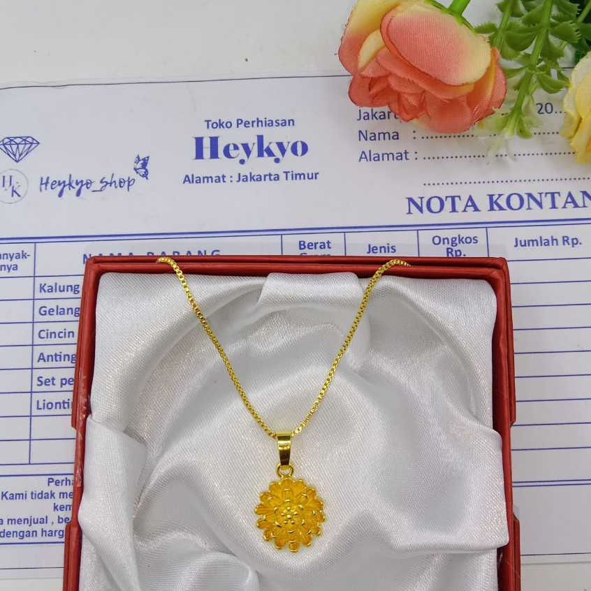 Jual Heykyo- Kalung liontin bunga teratai perhiasan lapis emas 5 gram ...