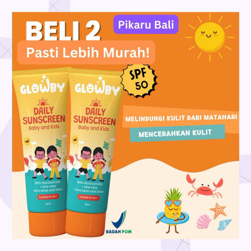 Jual Glowby Daily Sunscreen Wajah dan Badan Paket Isi 2 pcs spf 50 ...
