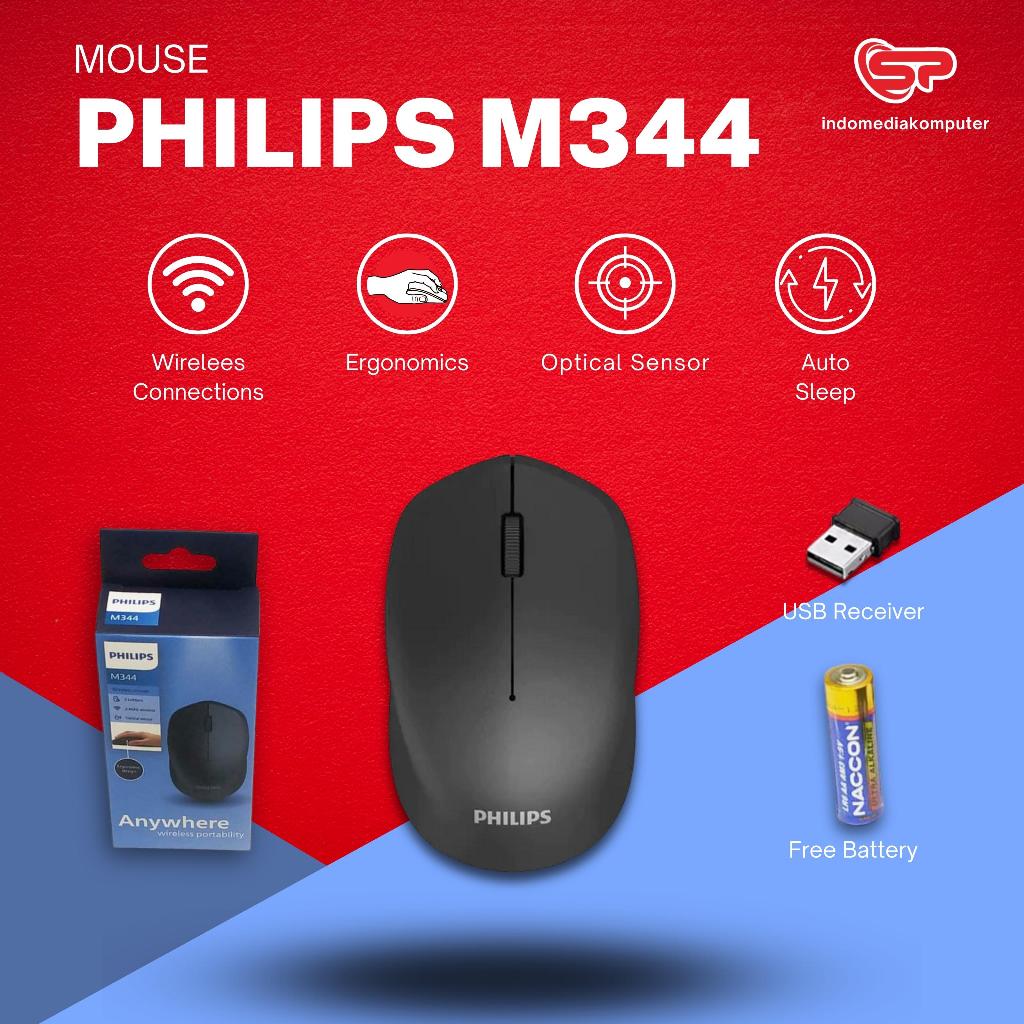 Jual MOUSE PHILIPS M344 (SPK7344) WIRELESS | Shopee Indonesia