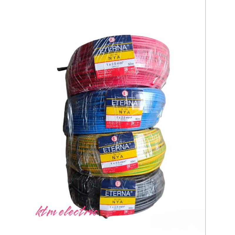 Jual Kabel NYA 1x2,5 @50mtr Eterna/Kabel kawat tembaga NYA 1X2,5 Eterna | Shopee Indonesia
