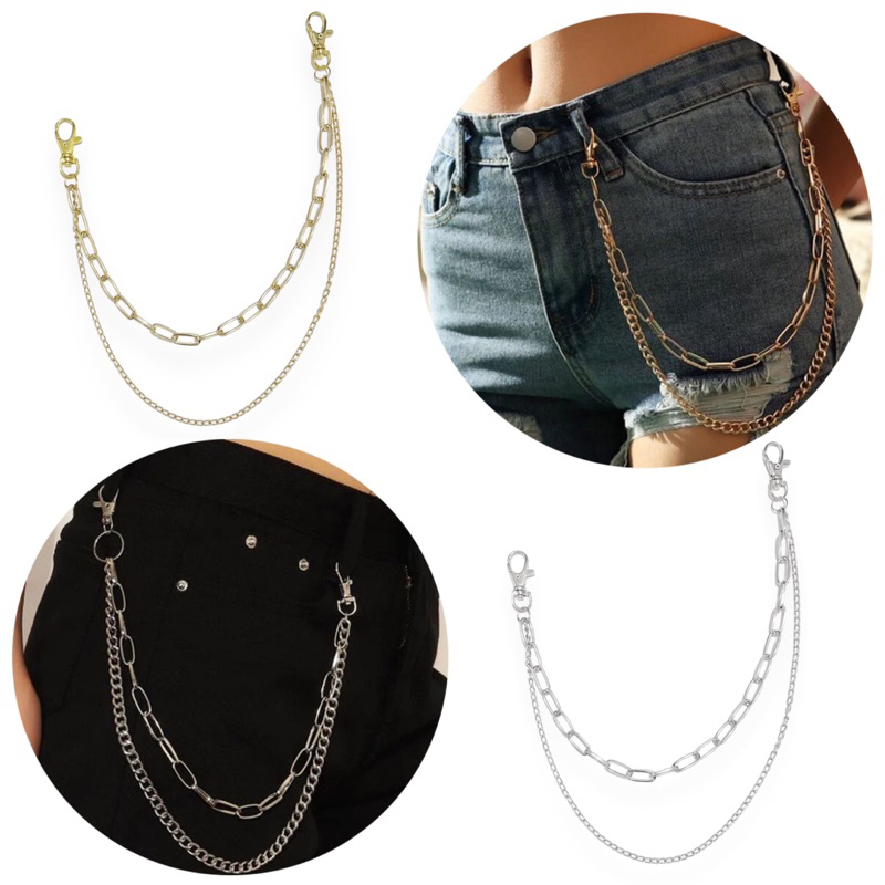 Jual Anya Chain Belt Gesper Rantai Celana Punk Style 2 Layer Jeans ...