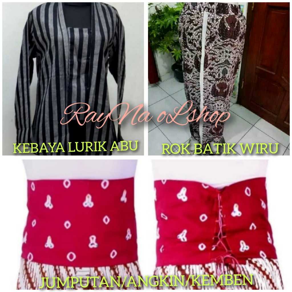 Jual 1 SET BAJU KEBAYA LURIK ABU WANITA + ROK BATIK WIRU INSTAN ...