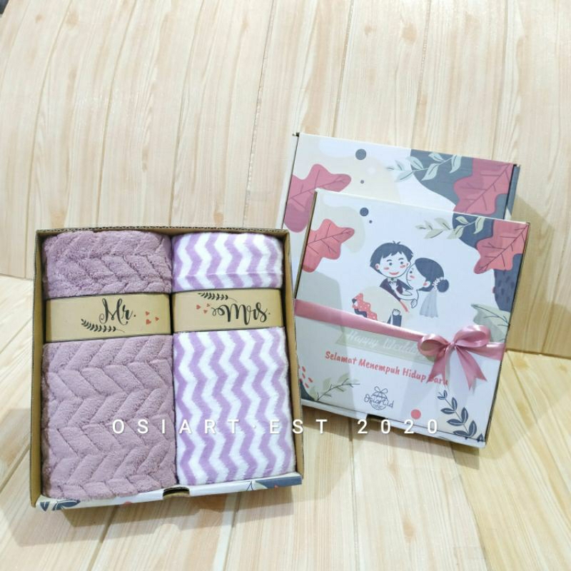 Jual Hampers Pernikahan Handuk Couple Jumbo 70x140 Cm Kado Nikahan Gift ...