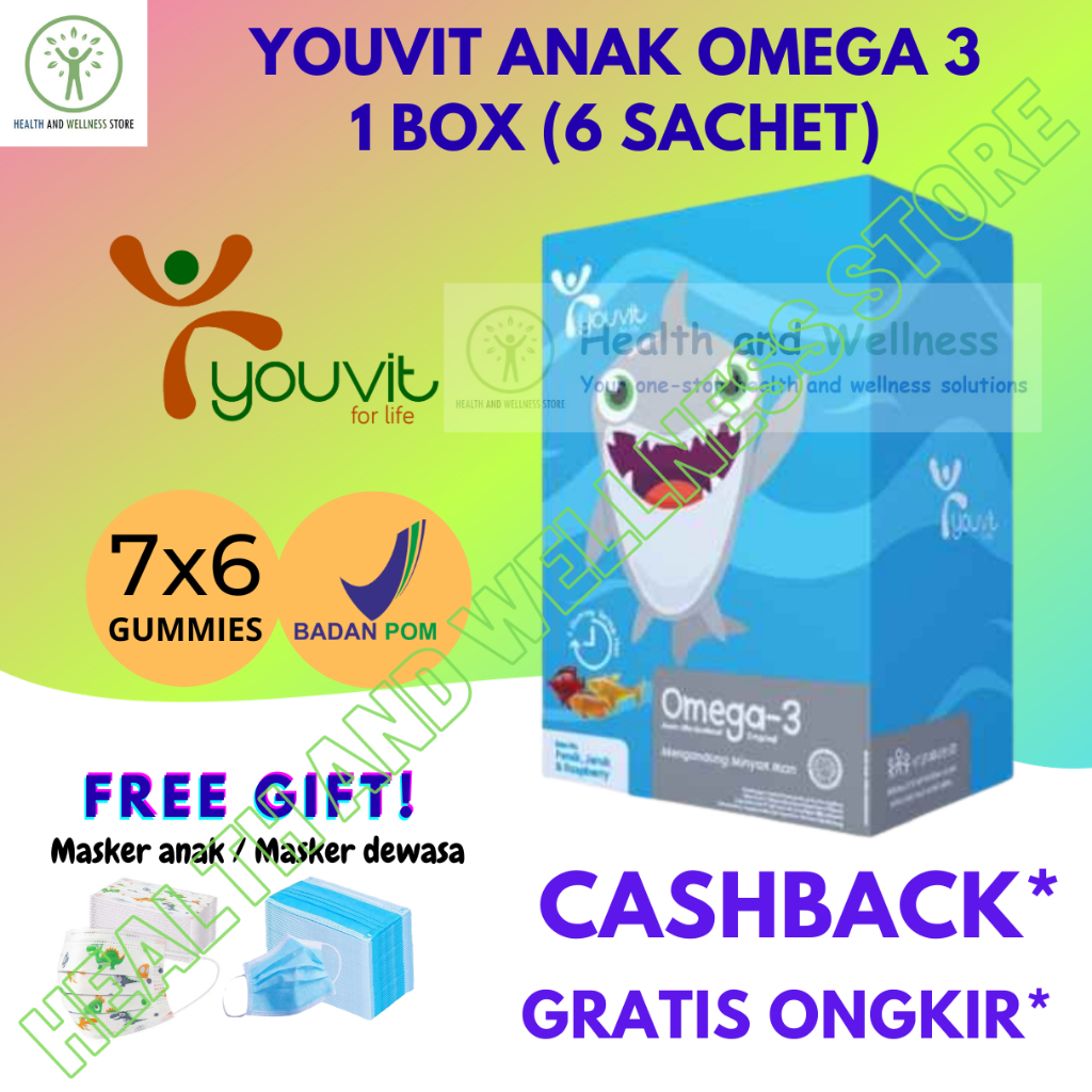 Jual YOUVIT GUMMY MULTIVITAMIN OMEGA 3 ANAK 42 21 GUMMIES SACHET BOX ...