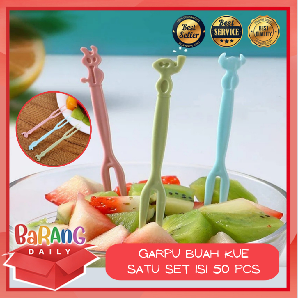Jual Garpu Buah Kue Cake Satu Set isi 50 Pcs Fruit Fork Garpu Pesta ...